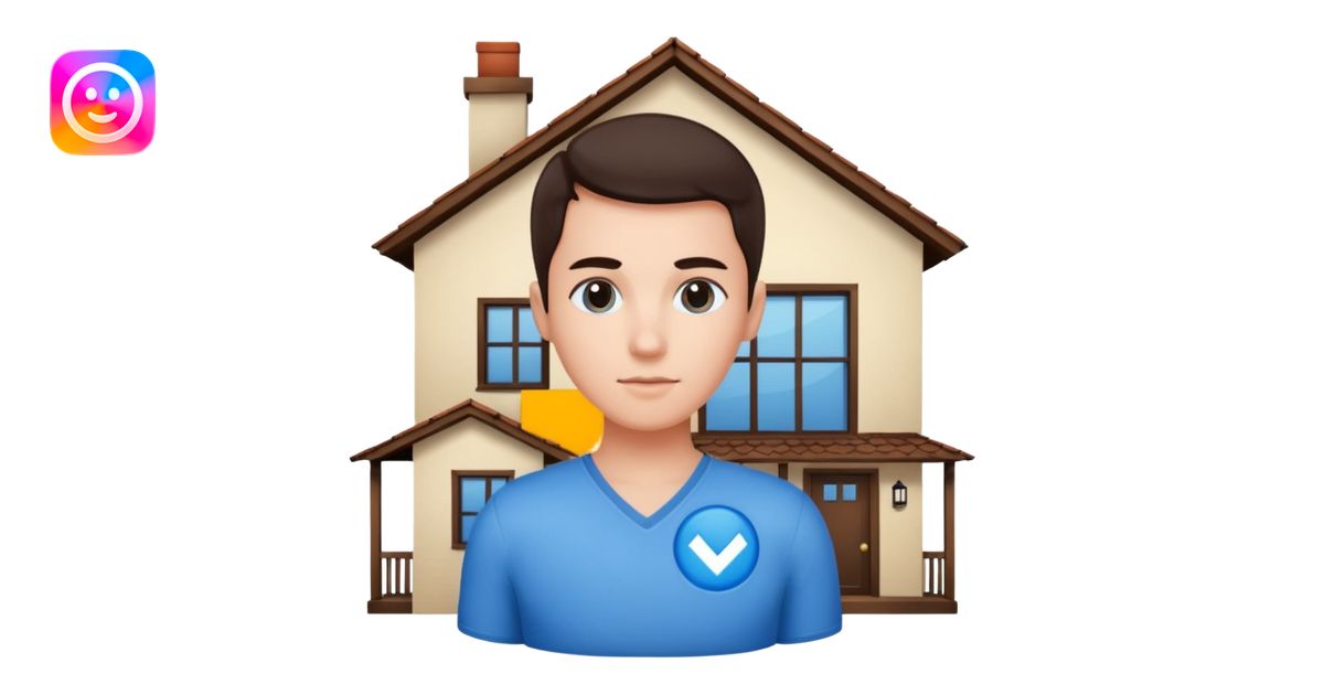 The blue checkmark is inside his house. emoji | AI Emoji Generator