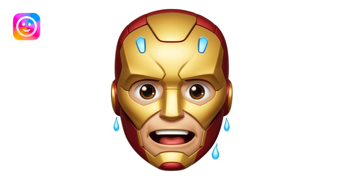 Create an Iron Man crying with laughter emoji | AI Emoji Generator