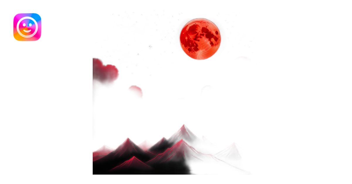 Edgy Black night sky with big Red vibrant neon-crimson-blood-moon ...