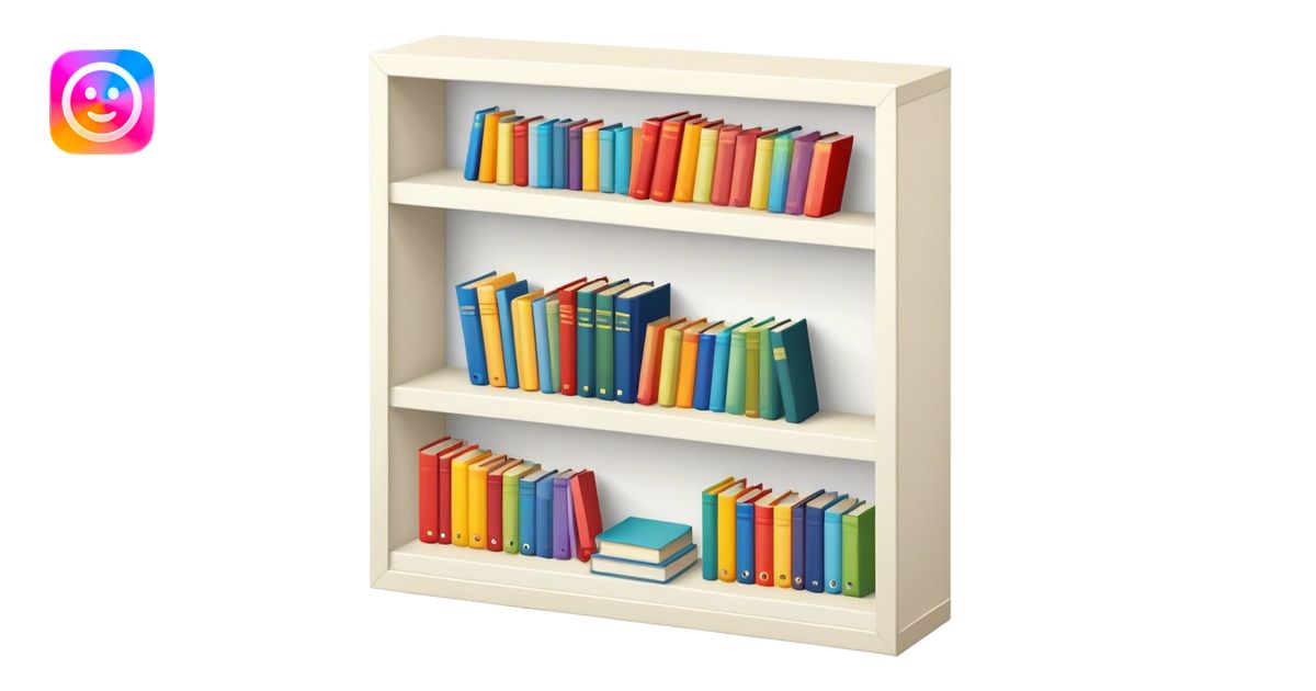 ikea bookshelf filled with colorful books, isometric emoji | AI Emoji ...