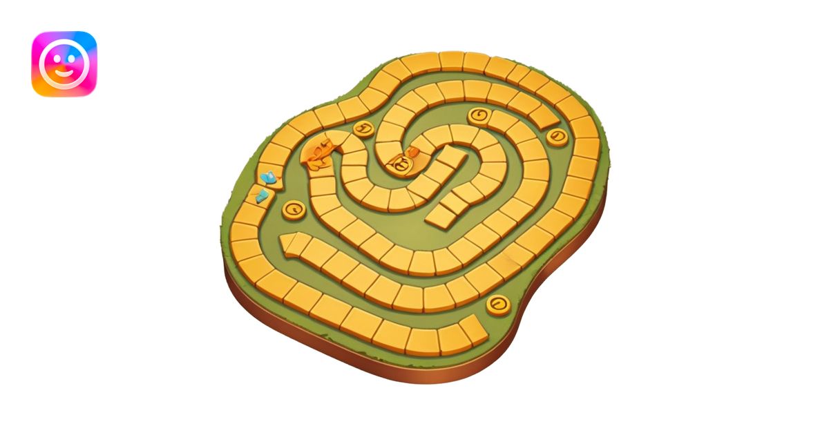 Create a cozy 3D cartoon board game path in warm autumn style. The path ...