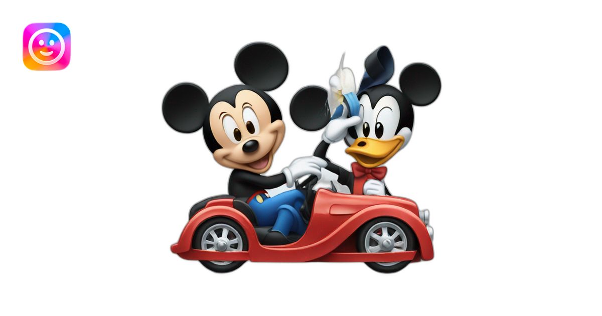 mickey mouse and donald duck driving emoji | AI Emoji Generator
