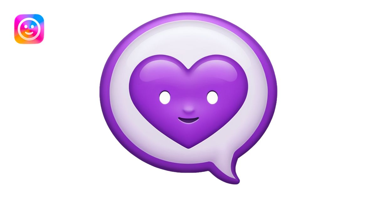 chat bubble emoji with a purple heart in it emoji | AI Emoji Generator