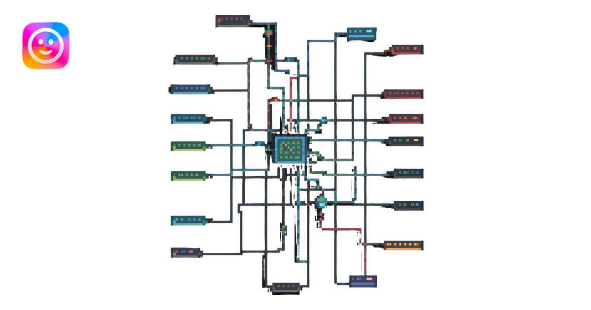 pixel art mindmap with small nodes and lines illustration | AI Emoji ...