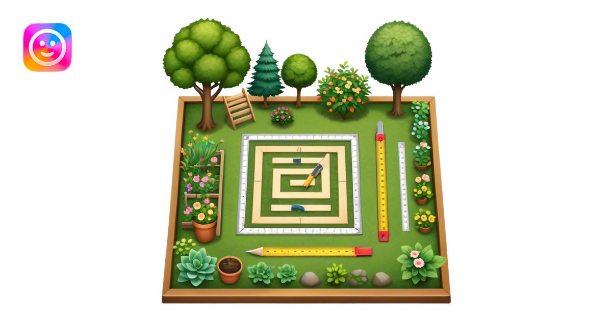Icon for Landscape Design: a garden layout with plants, trees, paths ...
