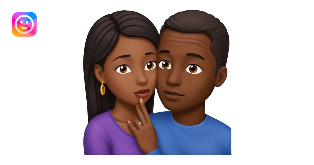 homme noire qui parle à l'oreille de la femme noire emoji | AI Emoji ...