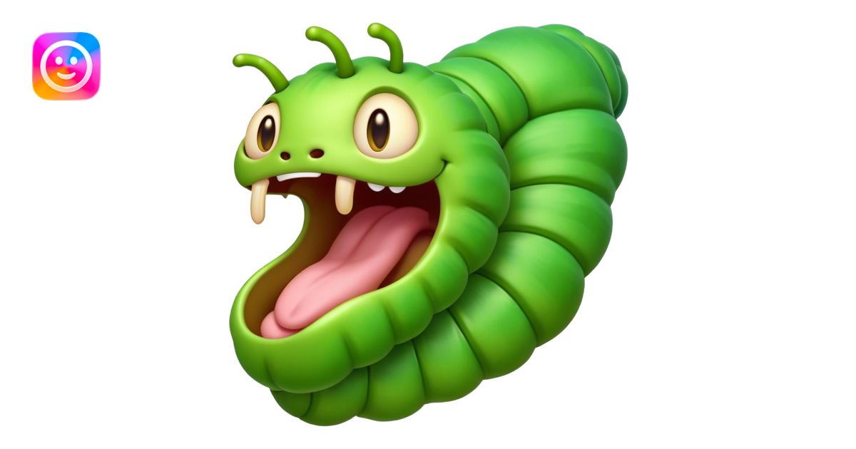 Cinematic Realistic Cute Yawning Caterpillar Portrait Emoji, Head ...