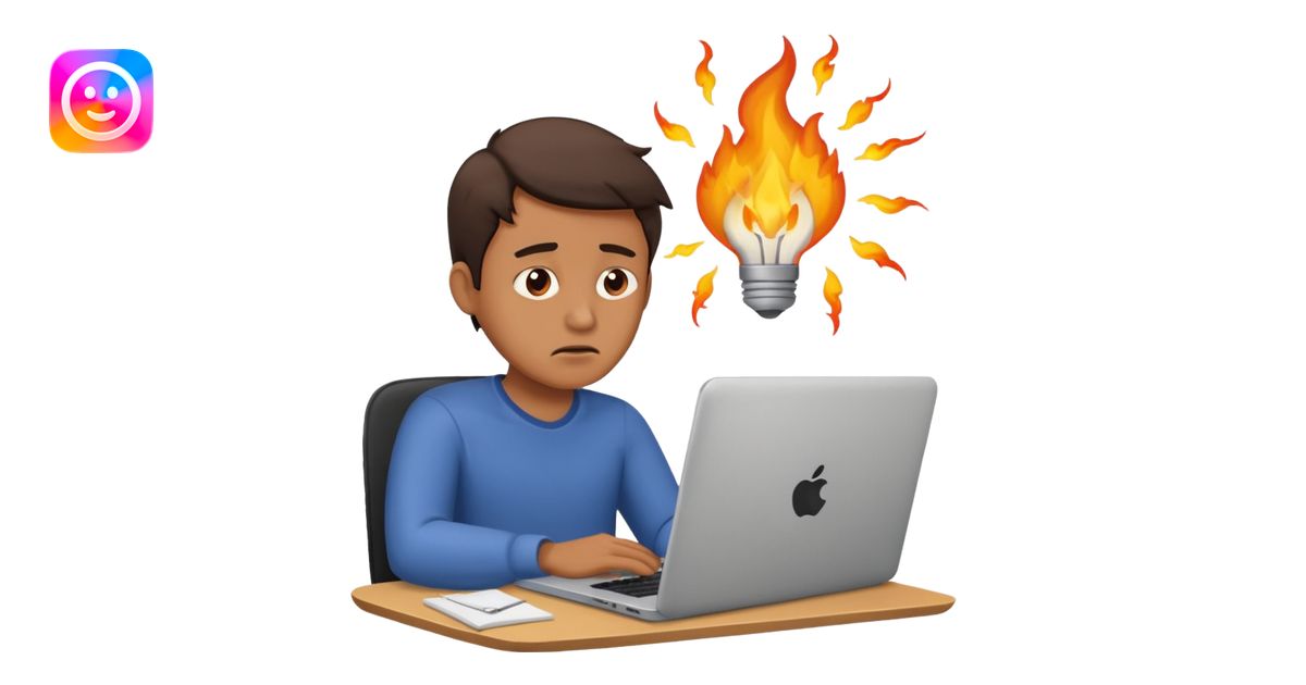 The man behind the laptop has deadlines burning emoji | AI Emoji Generator