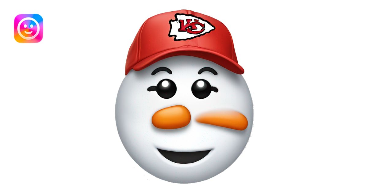 Snowman wearing chiefs ball cap emoji | AI Emoji Generator