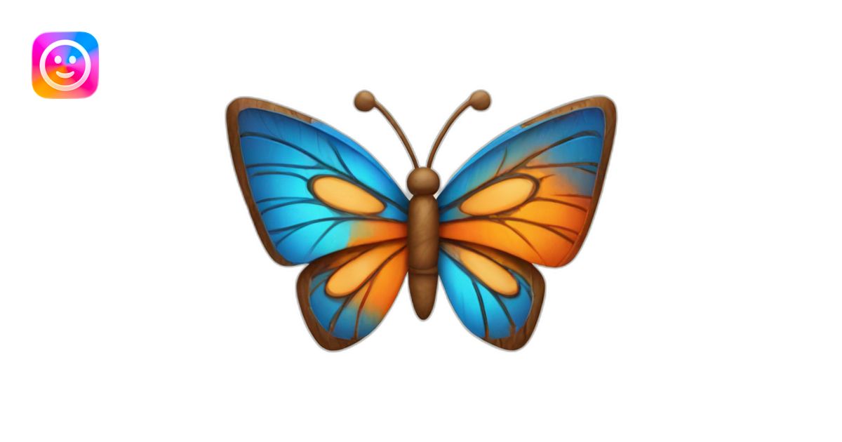 Tiki with colors blue and orange-butterfly emoji | AI Emoji Generator