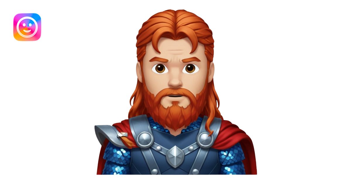 Thor, God of Thunder with long red hair and beard, blue sequin outfit ...