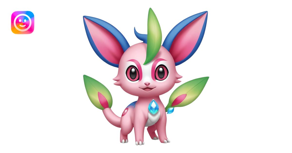 Fey Toony Axew-Celebi-Sylveon-Shaymin-fusion-hybrid emoji | AI Emoji ...