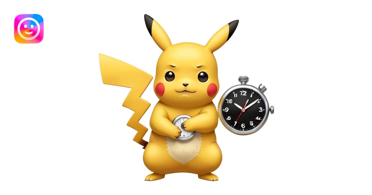 Pikachu tapping his watch emoji | AI Emoji Generator