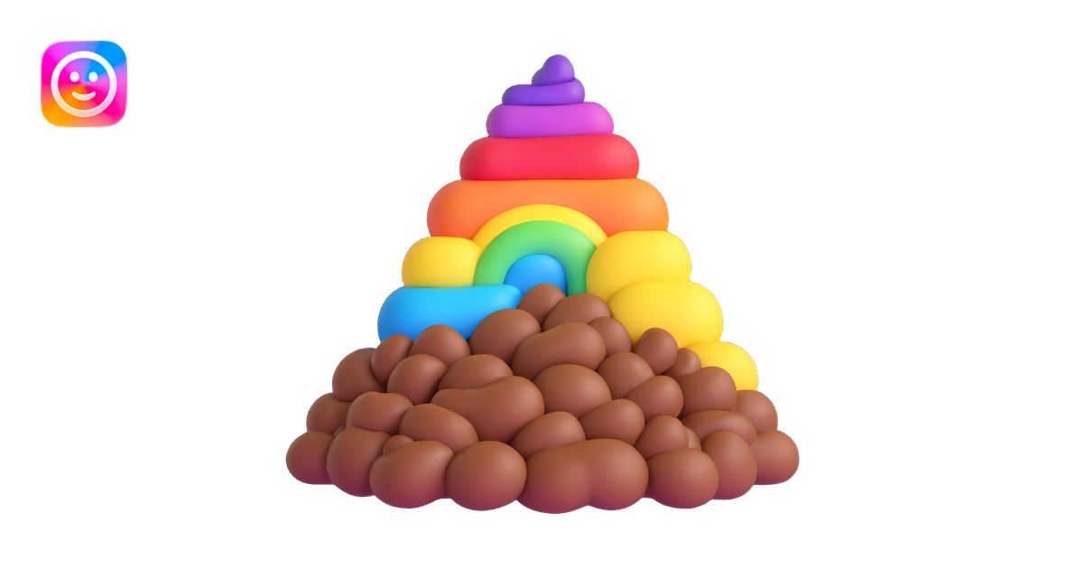 pile of poo with a bold rainbow gradient, extra vibrant colors emoji ...