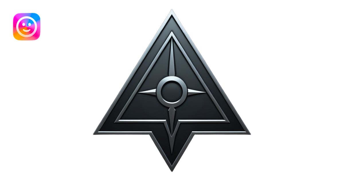 Emoji, dark futuristic occult sigil, symmetrical geometric shape, black ...