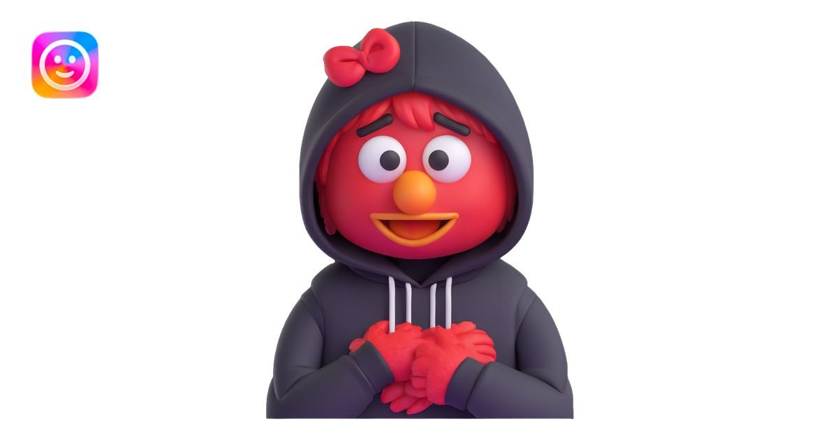 annoyed emo Elmo with black hoodie, side-swept bangs emoji | AI Emoji ...