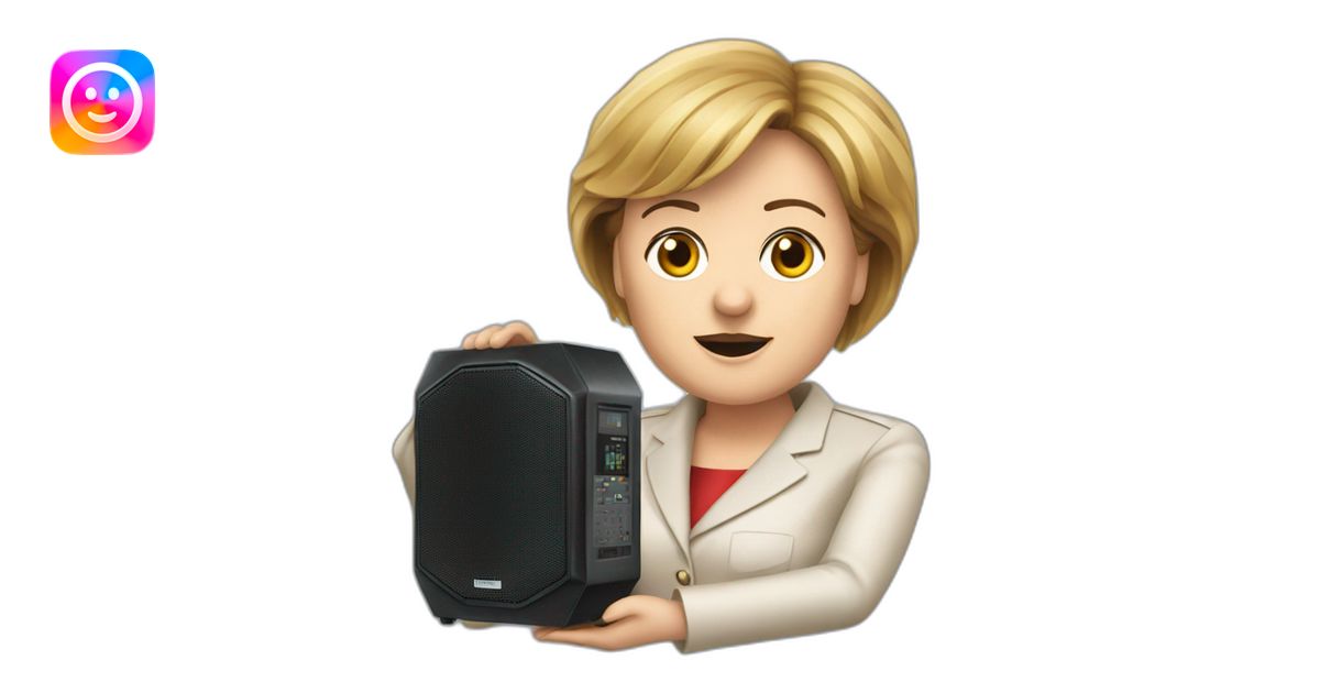 Angela Merkel with a big music speaker in her hand emoji | AI Emoji ...