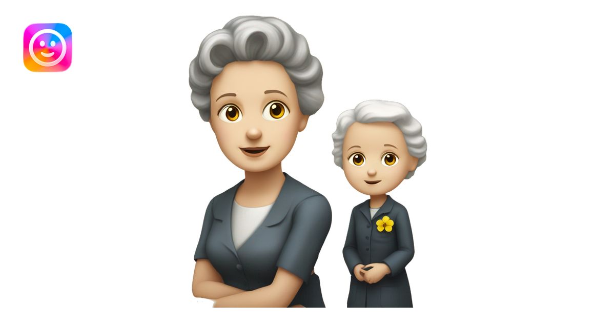 marie curie with little dother irene emoji | AI Emoji Generator