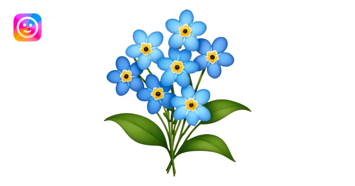 luxuriant, big bouquet Forget-Me-Not flower, stem, leaf emoji | AI ...