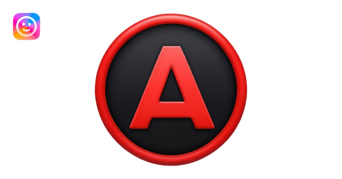 a black circle with a red A in the middle emoji | AI Emoji Generator