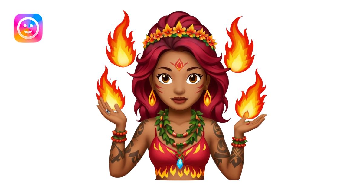 hawaiian female fire dancer with tattoos emoji | AI Emoji Generator