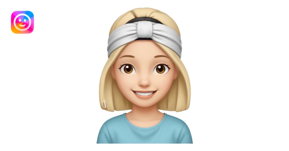Girl wearing cloth headband and smile emoji | AI Emoji Generator