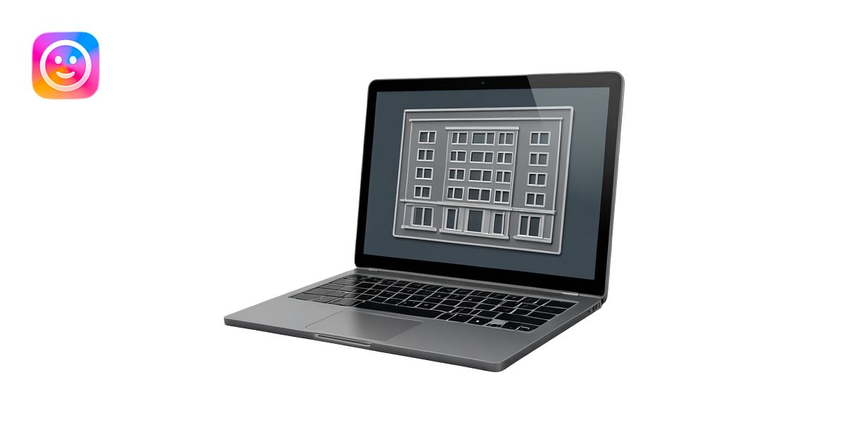 create an emoji of a laptop that has the program autocad architectural ...