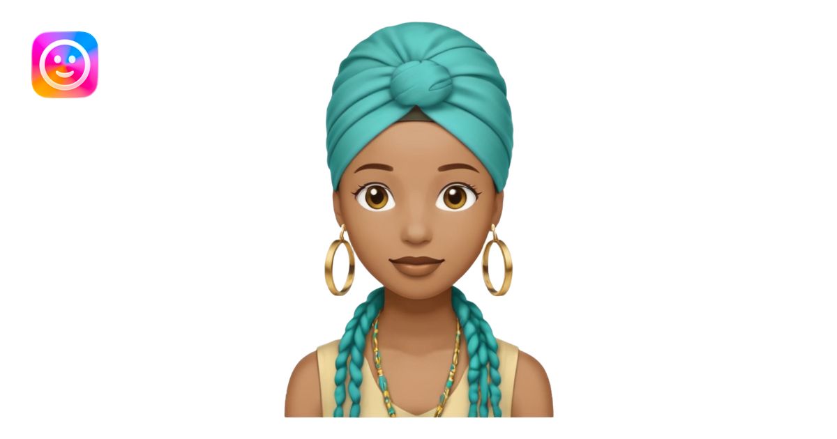 Non-portrait Jayci-vibe emoji, 1024 PNG, transparent. Headwrap (muted R ...