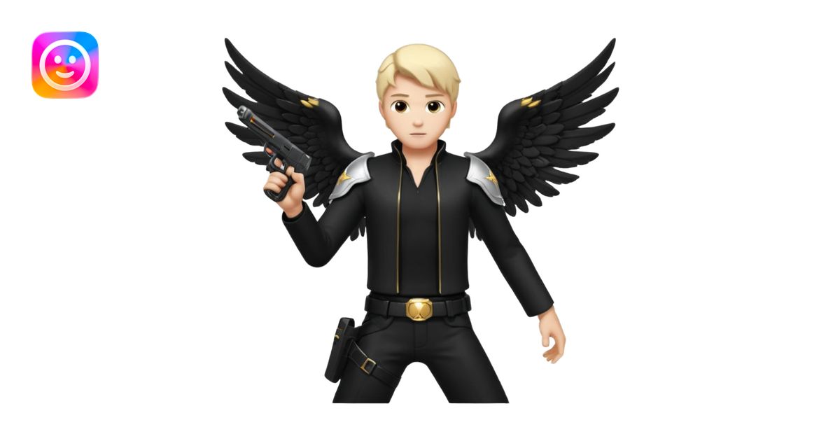 male Angel dual-wielding pistols, shooting, dynamic action pose ...
