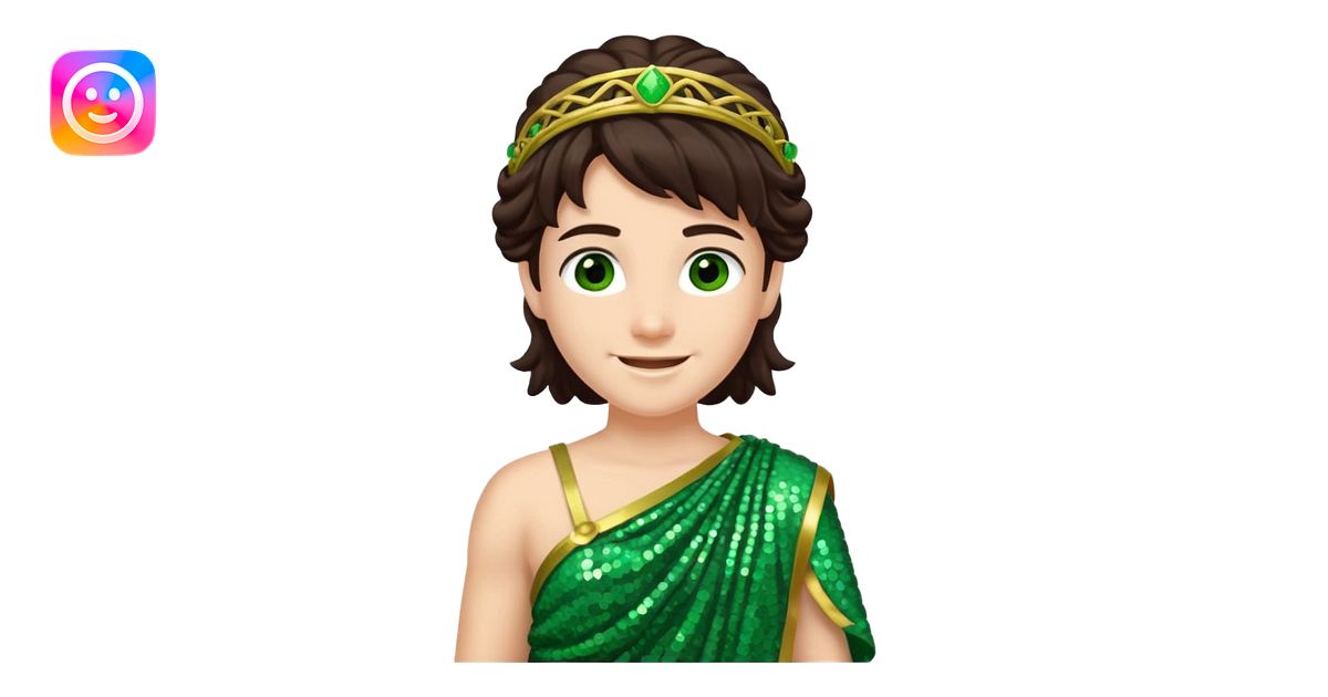 Juno from Roman Deities with long dark brown hair, green sequin toga ...