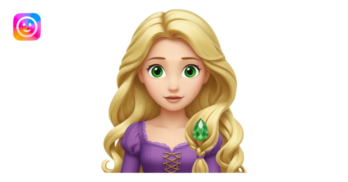 tangled disney rapunzel fair skin green eyes blonde hair emoji | AI ...