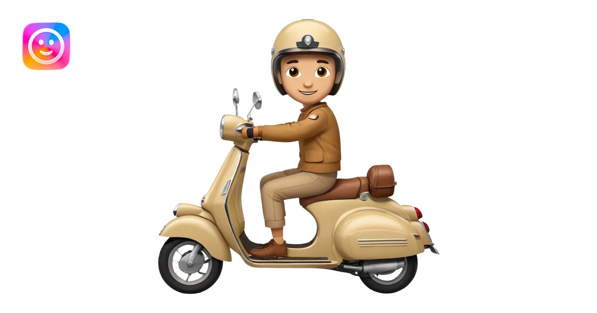 A classic vespa rider with my brothers face. emoji | AI Emoji Generator