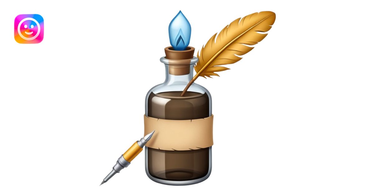 feather quill and ink bottle emoji | AI Emoji Generator