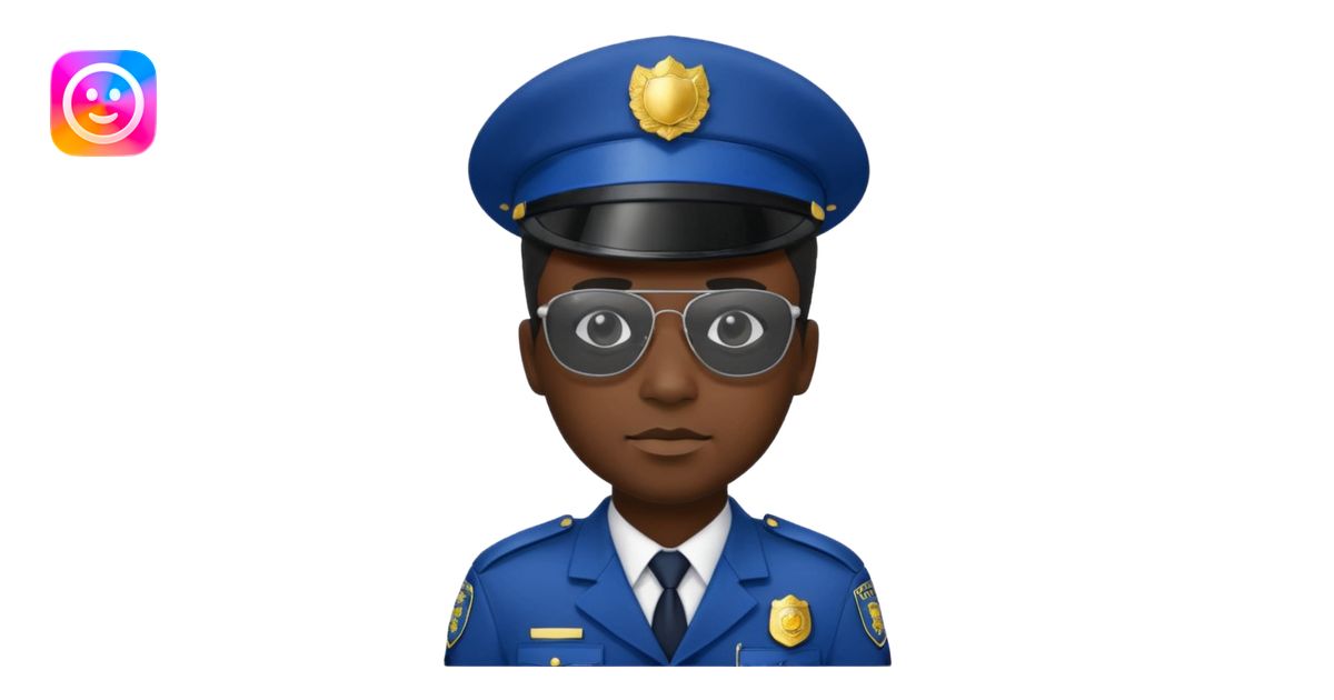 man police black dress with hair style and hats and sun glasses emoji ...