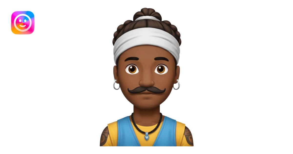 bun hair man and mustache and face tattoos very heavy and headband ...