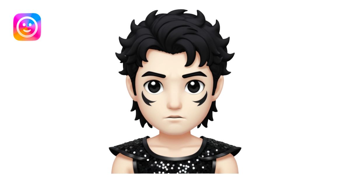 Cronus from Mythology with black hair, black sequin outfit emoji | AI ...