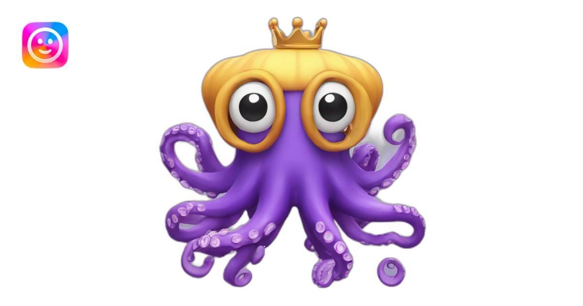 Octopus 3D with a crown emoji | AI Emoji Generator
