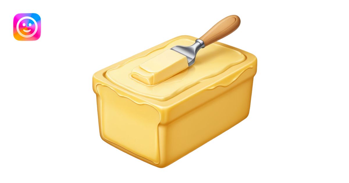 Create an image with butter and text in front that says butter emoji ...