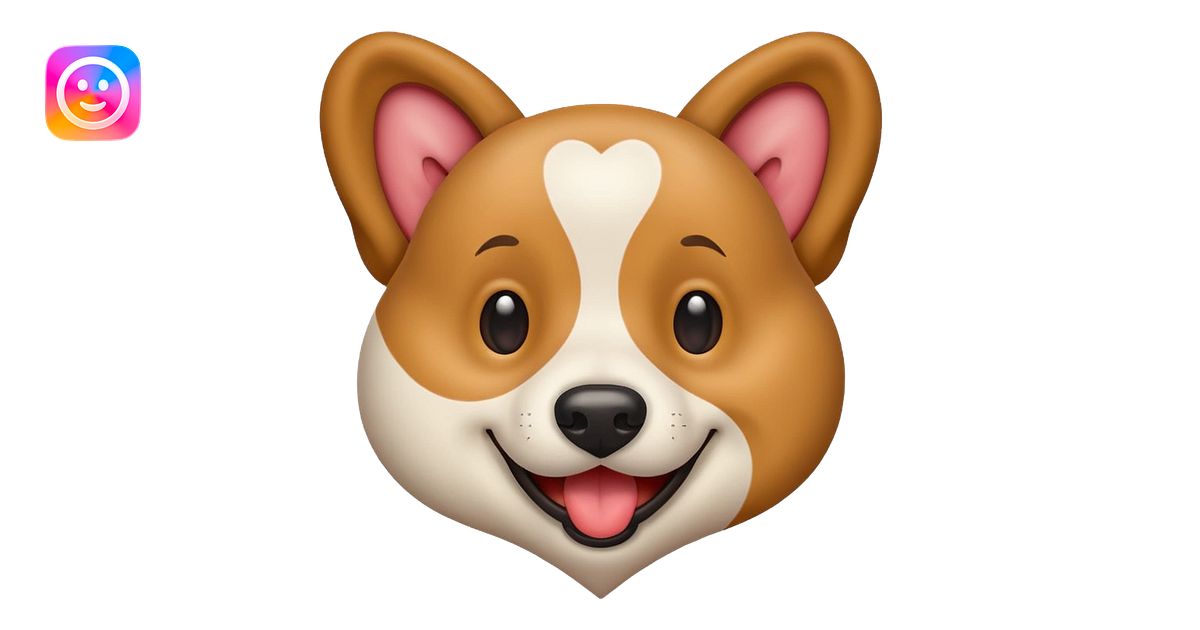 happy dog face inside a heart emoji | AI Emoji Generator