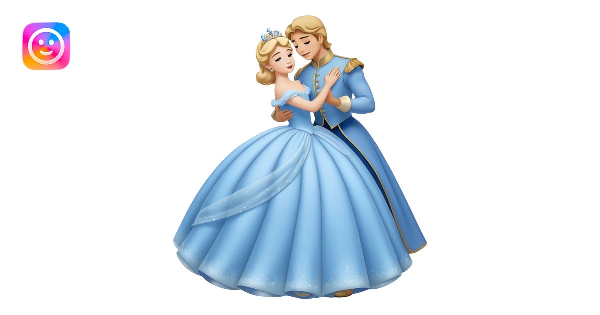 Fairy tale Cinderella, the prince embraces Cinderella emoji | AI Emoji ...