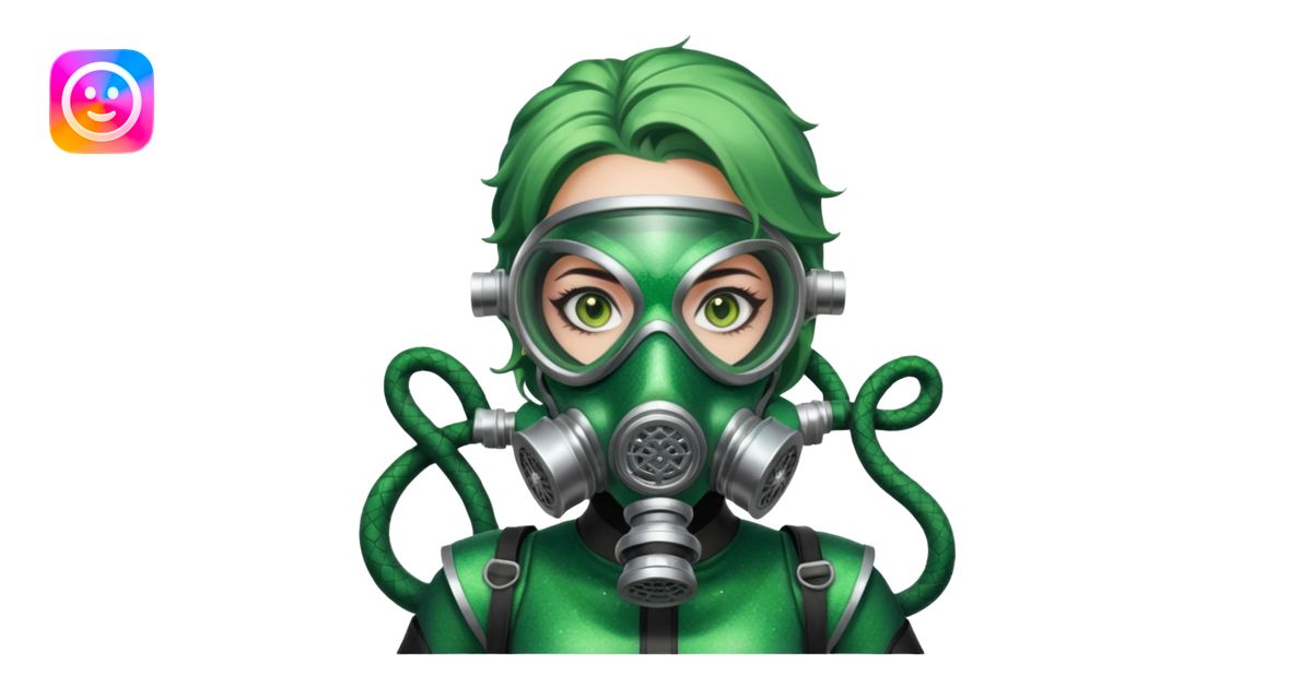 glitter green viper valorant female gas mask emoji | AI Emoji Generator