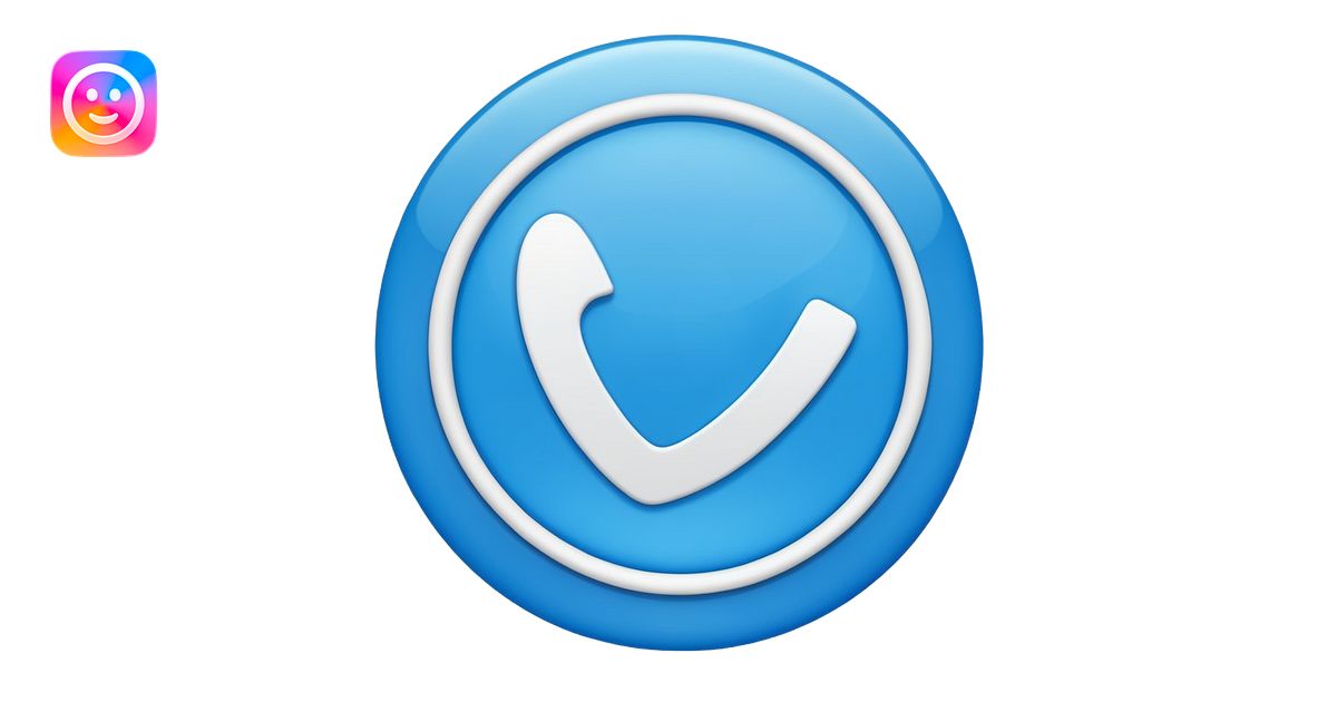 Un circulo celeste con una palomita blanca dentro un check mas xeleate ...