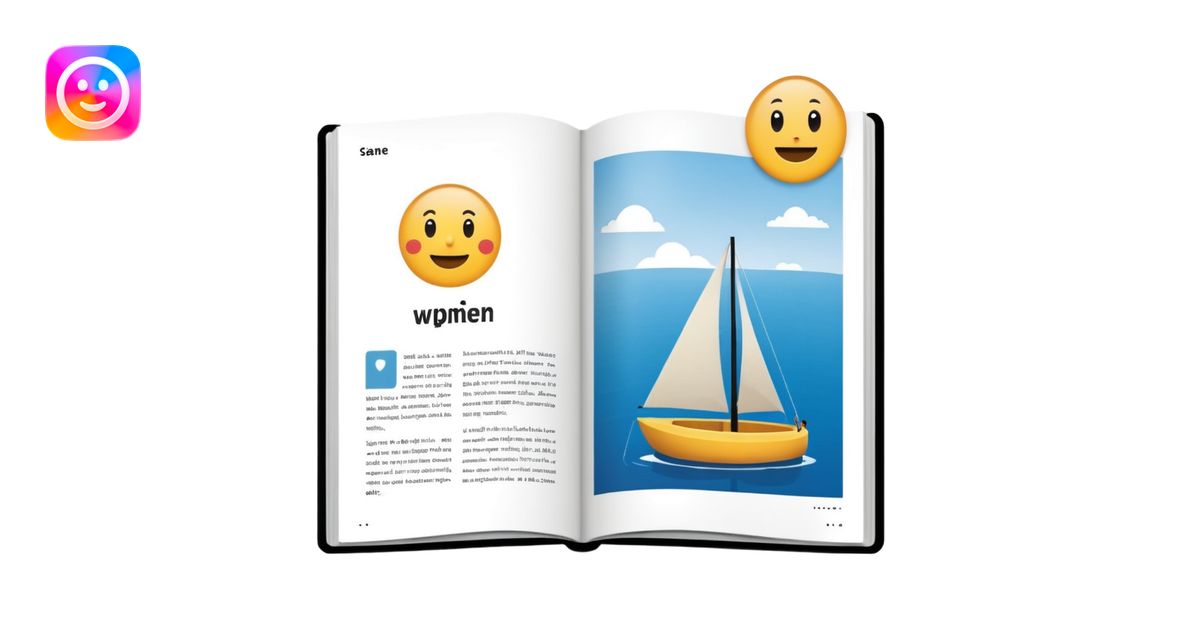 open magazine layout with text and image blocks emoji | AI Emoji Generator