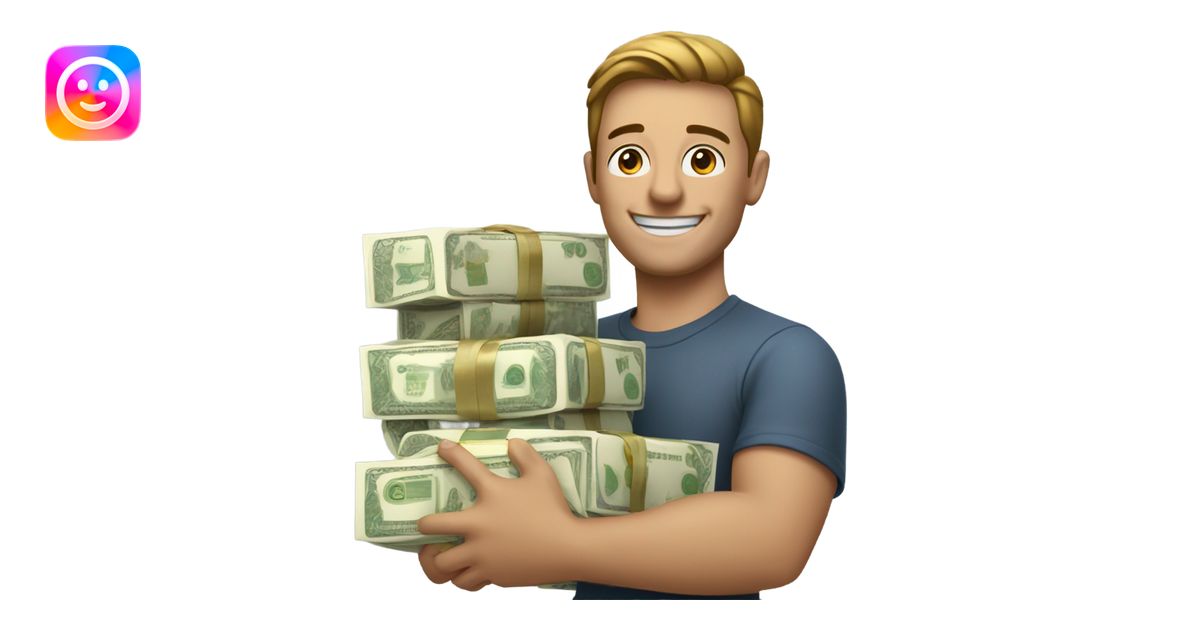 Happy Man with lots of money emoji | AI Emoji Generator