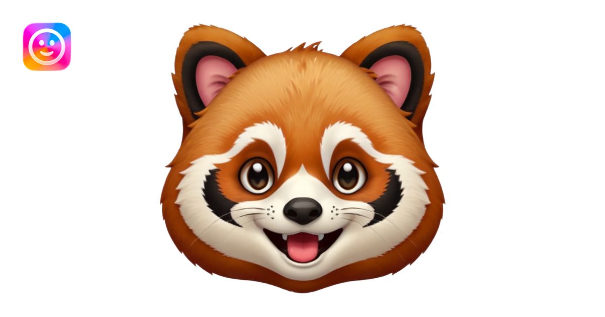 only the face of a red panda laughing emoji style with the laughing ...