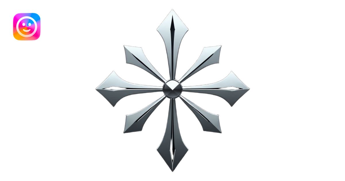 Emoji, dark futuristic cross, symmetrical geometric shape, black metal ...