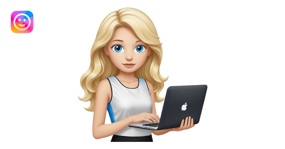 3D Apple-style emoji of a blonde woman whits long wavy hair, with ...