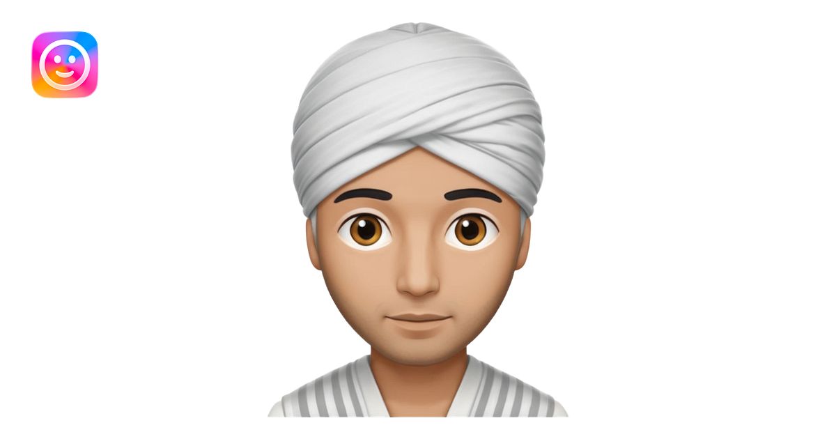 Un arabe que lleve un turbante de color blanco con rayas gris que solo ...