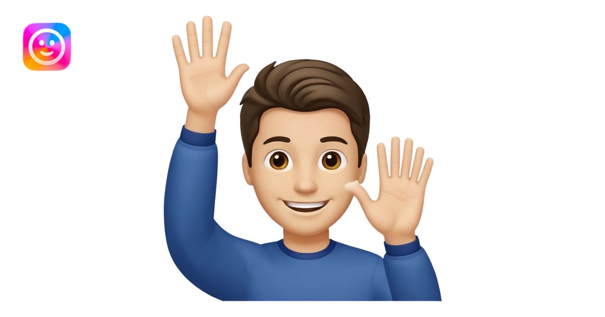 generate a emoji of man saying hii with normal skintone with some nice ...