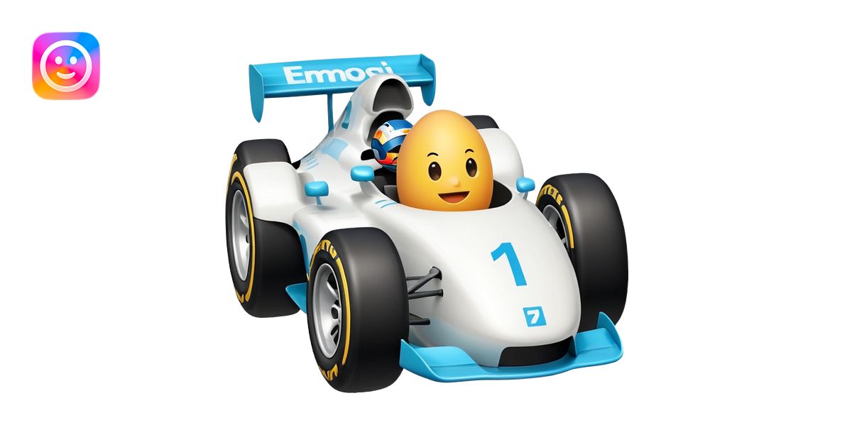 Sweet Egg in formula 1 car emoji | AI Emoji Generator
